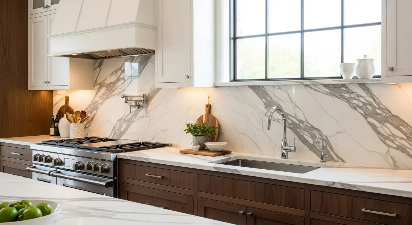 23 Calacatta Marble Backsplash Ideas For Luxe Kitchens